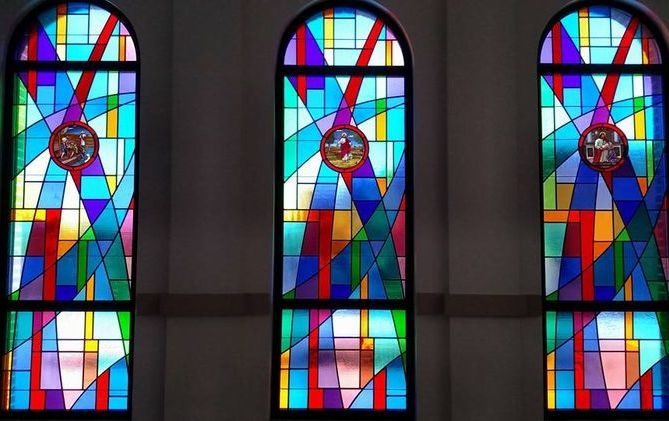 Cathedral Glass Windows at St. Therese Catholic Church in Mooresville, NC